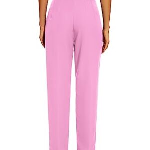 Kusogiay High Waist Dress Pant for Women Business Trousers Work Office Pants with Pockets(Large,Light Pink)