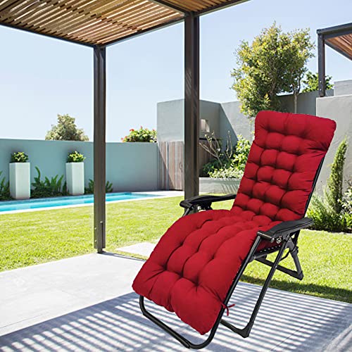 Sun Lounger Chair Cushions,67-inch Lounge Chaise Cushion Sun Lounger Mattress with Non-Slip Back Elastic Sleeve for Garden Outdoor/Indoor/Sofa/Tatami/Car Seat/Bench (Red)