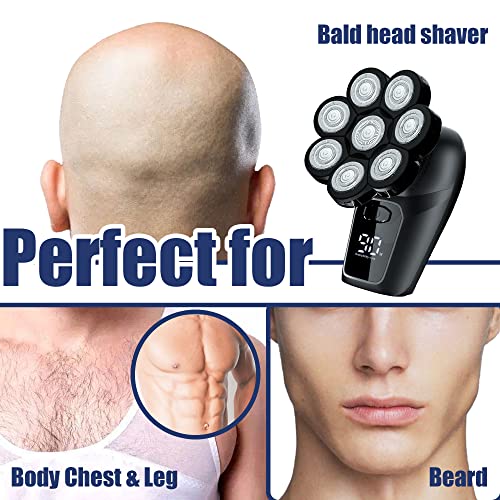 8D Floating Head Shavers for Bald Men,Waterproof Electric Razors for Wet&Dry Head,Face,Legs and Body Shaving,Portable Rechargeable Shaver Kit with Nose&Ear Hair Trimmer,90-Mins Use Time,LED Display.