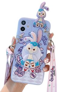 keqili for galaxy note 10 plus cute cartoon rabbit mirror case,3d kawaii puppy rabbit ears women girls kids soft tpu protective phone case with lanyard for samsung galaxy note 10 plus purple