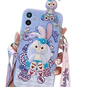 KeQili for Galaxy Note 10 Plus Cute Cartoon Rabbit Mirror Case,3D Kawaii Puppy Rabbit Ears Women Girls Kids Soft TPU Protective Phone Case with Lanyard for Samsung Galaxy Note 10 Plus Purple