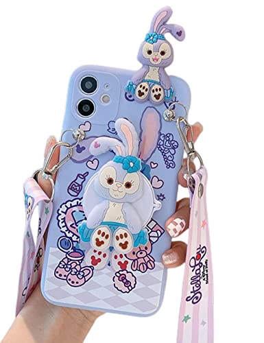 KeQili for Galaxy Note 10 Plus Cute Cartoon Rabbit Mirror Case,3D Kawaii Puppy Rabbit Ears Women Girls Kids Soft TPU Protective Phone Case with Lanyard for Samsung Galaxy Note 10 Plus Purple