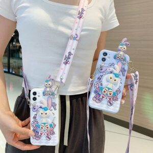 KeQili for Galaxy Note 10 Plus Cute Cartoon Rabbit Mirror Case,3D Kawaii Puppy Rabbit Ears Women Girls Kids Soft TPU Protective Phone Case with Lanyard for Samsung Galaxy Note 10 Plus Purple