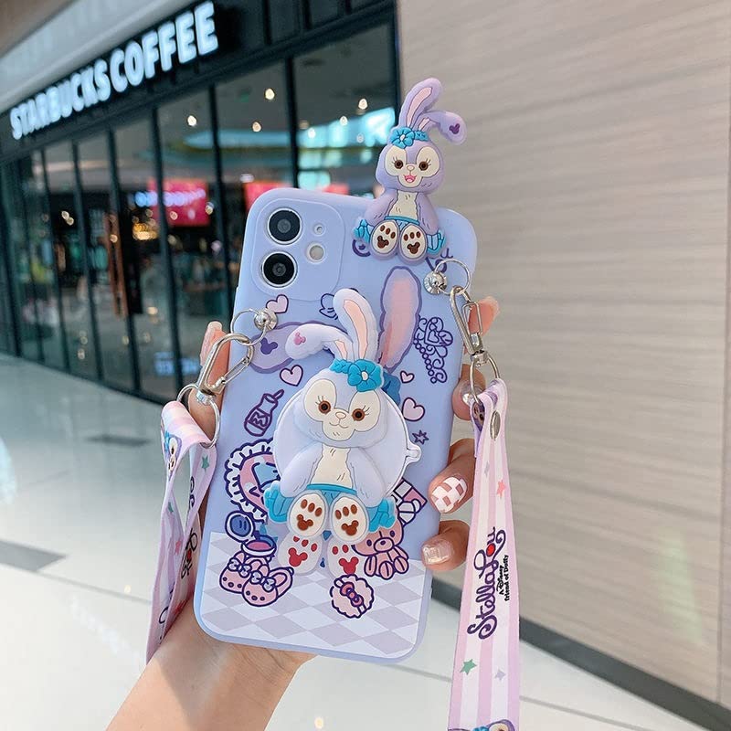 KeQili for Galaxy Note 10 Plus Cute Cartoon Rabbit Mirror Case,3D Kawaii Puppy Rabbit Ears Women Girls Kids Soft TPU Protective Phone Case with Lanyard for Samsung Galaxy Note 10 Plus Purple