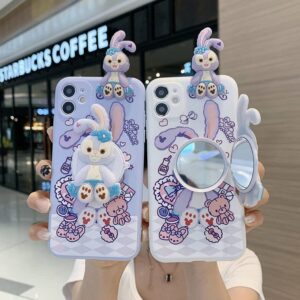 KeQili for Galaxy Note 10 Plus Cute Cartoon Rabbit Mirror Case,3D Kawaii Puppy Rabbit Ears Women Girls Kids Soft TPU Protective Phone Case with Lanyard for Samsung Galaxy Note 10 Plus Purple