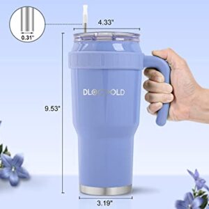 DLOCCOLD 40 oz Tumbler with Handle, Lid & Straw, Vacuum Insulated Double Walled Stainless Steel Tumbler, Thermos Travel Coffee Mug for Women Men, Reusable water Tumbler with Leak-Proof Lid — Lavender