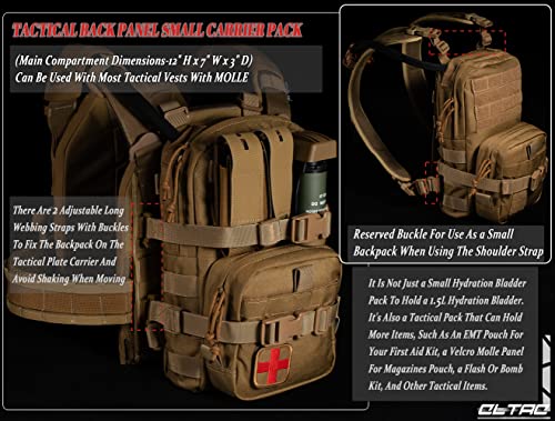 CLTAC Tactical Small MOLLE Hydration Pack Outdoor Water Bladder Carrier Pack for Vest Backpack