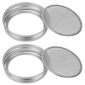 Alvinlite Sprouting Lids,Sprouting Kit Dishwasher Safe Without Rusting Stainless Steel Mesh Screen Jar Strainer 2pcs for Bean Sprout Growing Broccoli, Alfalfa, Mung Bean(86mm)