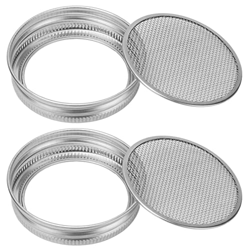 Alvinlite Sprouting Lids,Sprouting Kit Dishwasher Safe Without Rusting Stainless Steel Mesh Screen Jar Strainer 2pcs for Bean Sprout Growing Broccoli, Alfalfa, Mung Bean(86mm)