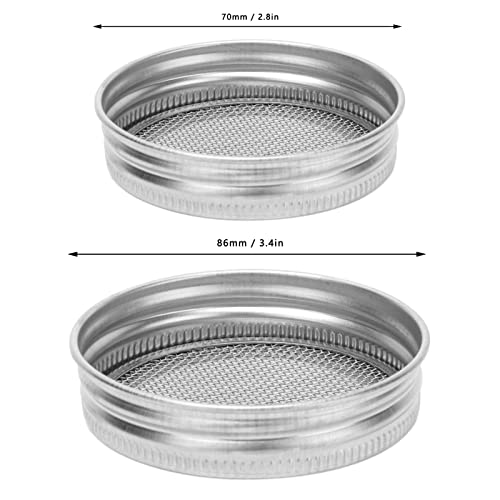 Alvinlite Sprouting Lids,Sprouting Kit Dishwasher Safe Without Rusting Stainless Steel Mesh Screen Jar Strainer 2pcs for Bean Sprout Growing Broccoli, Alfalfa, Mung Bean(86mm)