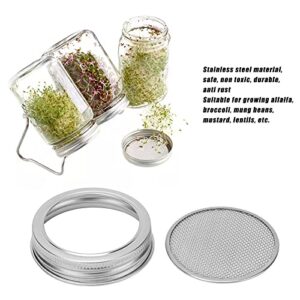 Alvinlite Sprouting Lids,Sprouting Kit Dishwasher Safe Without Rusting Stainless Steel Mesh Screen Jar Strainer 2pcs for Bean Sprout Growing Broccoli, Alfalfa, Mung Bean(86mm)