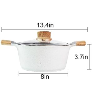 LECOOKING 2.5 QT Nonstick Stock Pot Soup Pot, Nonstick Stock Pot Induction with Lid, Cooking Pot Nonstick Soup Pot, All Stove Compatible, Easy to Clean (Light gray)