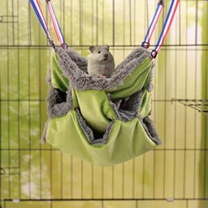 neolun Rat Ferret Cage Hammock Bedding Small Pet Cage Accessories Toy Triple-Layer Hammock Bedding for Hamster Guinea Pig Rat Ferret Chinchilla Playing Sleeping(Light Green)