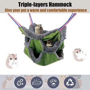 neolun Rat Ferret Cage Hammock Bedding Small Pet Cage Accessories Toy Triple-Layer Hammock Bedding for Hamster Guinea Pig Rat Ferret Chinchilla Playing Sleeping(Light Green)