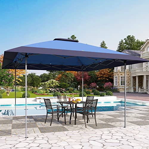 PHI VILLA Easy Set-up 13x13 Pop Up Canopy Gazebo Outdoor Tent Portable 169 sq.ft Sun Shade, Blue