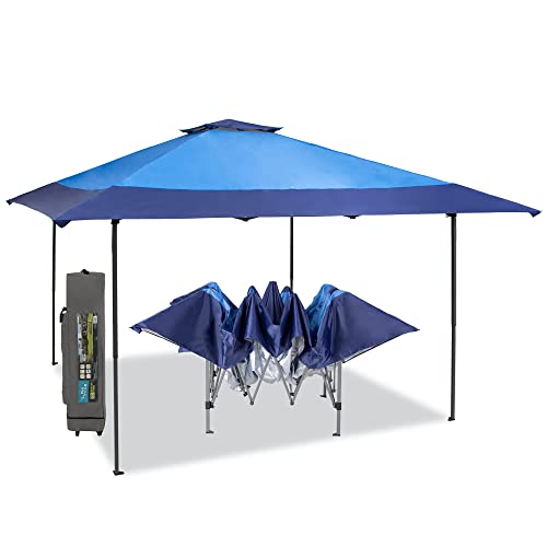 PHI VILLA Easy Set-up 13x13 Pop Up Canopy Gazebo Outdoor Tent Portable 169 sq.ft Sun Shade, Blue