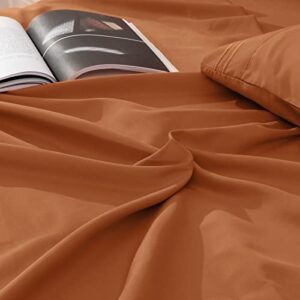 Horbaunal Caramel Pumpkin Queen Size Sheet Set - 6 Piece Luxury 1800 Thread Count Bedding Sheets & Pillowcases - 16 Inch Deep Pocket Microfiber Bedding Set - Soft & Wrinkle Bed Sheets