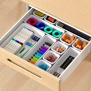 Fkamz Things & Crafts Storage Box Set 24 Pieces, Rolling Storage Cart Drawer Organizer Art Bin for Ribbons, Beads, Sticker, Yarn, and Ornaments, Sewing Work Bench Small Parts