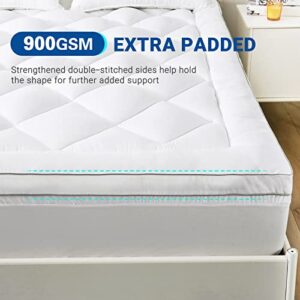 HYMOKEGE King Mattress Topper, Thickened Mattress Pad Quilted with 900GSM Down Alternative Fill, Cooling Pillow Top Mattress Topper with 8"-21" Deep Pocket, 78"X 80"