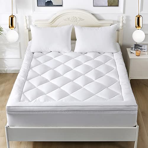 HYMOKEGE King Mattress Topper, Thickened Mattress Pad Quilted with 900GSM Down Alternative Fill, Cooling Pillow Top Mattress Topper with 8"-21" Deep Pocket, 78"X 80"