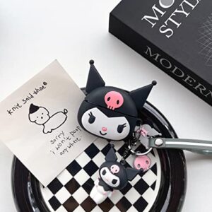 Gtinna for AirPod 3 Case Cover 2021,3D Unique Design Cute Cartoon Character Fashion Kawaii Anti-Fall Soft Silicone Case with Funny Keychain for Apple Airpods 3rd Generation Charging Case (Black)