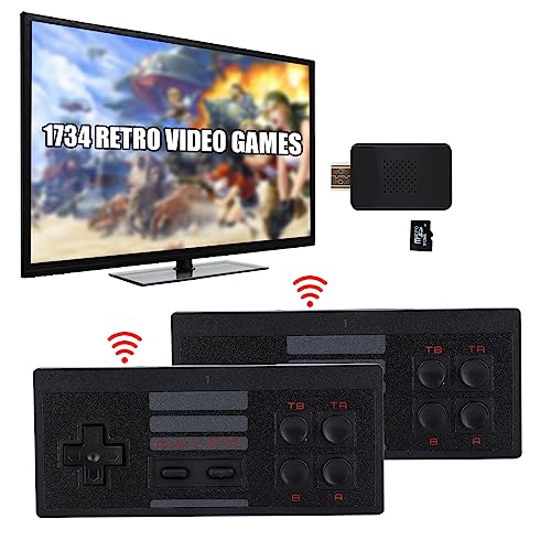 Wireless Mini Retro Game Console Built-in 1734 Classic Games Plug & Play Video TV Game Stick Support HDMI/AV Output with 2 Wireless Controllers Handheld Game Console………