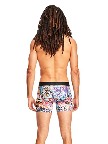 Robert Graham Grafitti Boxer Brief with Pouch-Men's Underwear, Teal