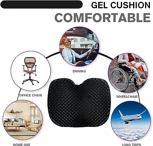 Aiouarc Gel Seat Cushion, Breathable Honeycomb Design, Gel Seat Cushion for Long Sitting, Tailbone Pain Relief Cushion, Office Chair Cushion, Wheelchair Cushion, Car Seat Cushion, Chair Pads