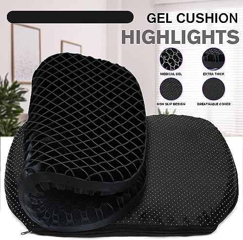 Aiouarc Gel Seat Cushion, Breathable Honeycomb Design, Gel Seat Cushion for Long Sitting, Tailbone Pain Relief Cushion, Office Chair Cushion, Wheelchair Cushion, Car Seat Cushion, Chair Pads