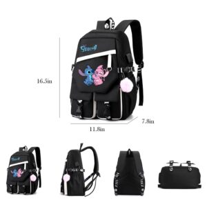 WZCSLM 15.6 Inch Stylish Computer Backpack Teens Bag College School Casual Daypack With USB Port Business (black and white)