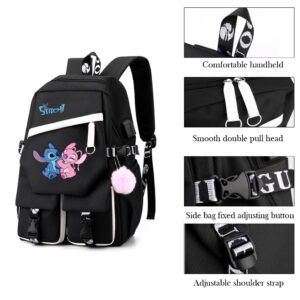 WZCSLM 15.6 Inch Stylish Computer Backpack Teens Bag College School Casual Daypack With USB Port Business (black and white)