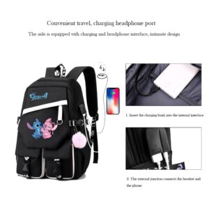 WZCSLM 15.6 Inch Stylish Computer Backpack Teens Bag College School Casual Daypack With USB Port Business (black and white)