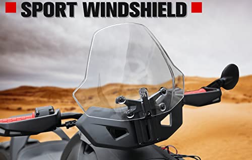 A & UTV PRO Sport Windshield & Aluminum Plastic Handguards Kit for Can-Am Ryker All Model, Adjustable Vented Windscreen, Hand Guard Protector, Replace OEM # 219401023, 219400771, 219400998, 219400894