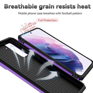 for Samsung Galaxy S21 FE 5G Case with Camera Lens Cover HD Screen Protector, Military-Grade Drop Tested Magnetic Ring Holder Kickstand Protective Phone Case for Samsung Galaxy S21 FE 5G (Purple)