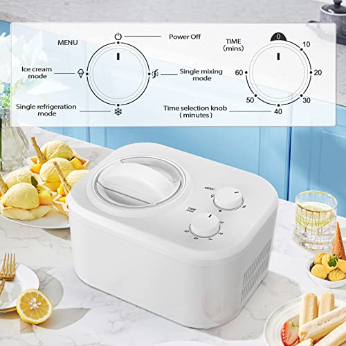 Antarctic Star Electric Ice Cream Maker with Compressor, Homemade Ice Cream Maker for Kids, 1L, 3 Modes for Gelato, Frozen Yogurt, Sorbet, 1h Time Setting, White…