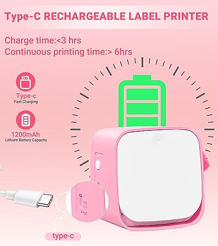 Vixic Label Maker Machine with Tape, M960 Mini Bluetooth Label Printer Inkless Label Sticker Makers Portable Handheld Labeler with Multi-Templates Font&Icon, Rechargeable for Office Home Organizing