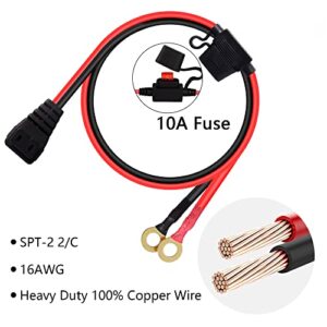 PNGKNYOCN 12V Car Refrigerator DC Power Cable，16AWG O Ring Terminal to Portable Car Coole Lead Cable Built in 15A Fuse for Portable Car Refrigerator Fridge（3M/10FT）