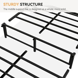 IDEALHOUSE Queen Size Bed Frame with Rattan Headboard and Footboard, Platform Bed Frame with Safe Rounded Corners, Strong Metal Slats Support, Mattress Foundation, Noise-Free, No Box Spring Needed