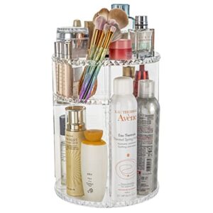 bathroom organizer, makeup organizer 360° bathroom organizer countertop, diy adjustable rotating makeup organizer, vanity organizer and bathroom shelves for vanity desktop bathroom countertop clear