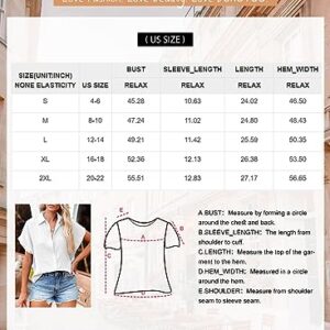 Dokotoo 2023 Fashion Summer Womens Solid V Neck Batwing Short Sleeve Shirts Button Down Cotton Office Workout Blouses Tops Resort Wear for Women Brown XL