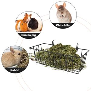 Pelopy 4 Pcs Rabbit Hay Feeder with Hooks Hay Feeder Guinea Pig Heavy Duty Metal Rack Hay Holder for Rabbit Guinea Pig Bunny Chinchilla Small Animal Pet Supplies, 9.1 x 3.9 x 3.7 Inch, Black and White