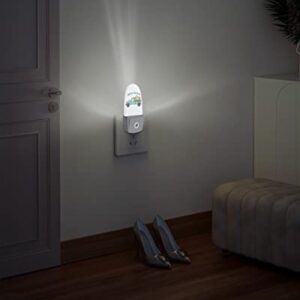 Plug-in LED Night Light with Auto Light Sensor - Popsicle Shape Nightlight Baby Night Lights for Hallway Bedroom Kids Room - Happy Eater Green Plaid Truck with Eater Egg and Rabbit