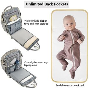 Baby Diaper Bag Backpack with Changing Pad, Happy Luoka Baby Bag Backpack for Boys Girls, Baby Registry Search, Newborn Essentials Must Haves Shower Gifts, Grey