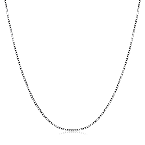 Gacimy Sterling Silver Chain Necklace for Women, 0.8mm Thin 925 Sterling Silver Box Chain for Women Girls, 20" Length