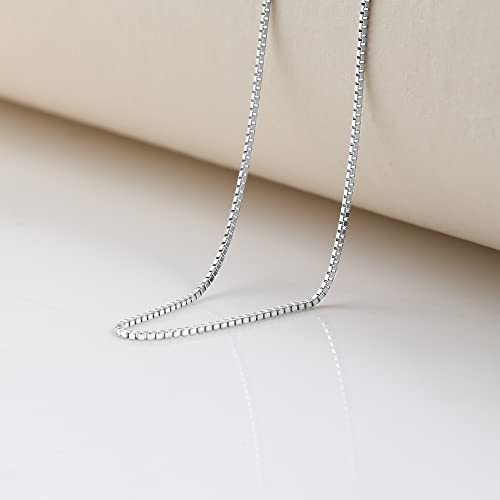 Gacimy Sterling Silver Chain Necklace for Women, 0.8mm Thin 925 Sterling Silver Box Chain for Women Girls, 20" Length