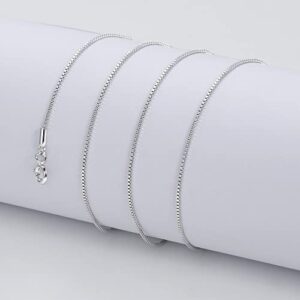 Gacimy Sterling Silver Chain Necklace for Women, 0.8mm Thin 925 Sterling Silver Box Chain for Women Girls, 20" Length