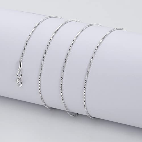 Gacimy Sterling Silver Chain Necklace for Women, 0.8mm Thin 925 Sterling Silver Box Chain for Women Girls, 20" Length