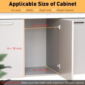 G-TING Under Sink Organizer 2 Tier, L Shaped Sliding Cabinet Basket Organizer, Slide Out Under Cabinet Storage, Multi-Purpose Pull Out Cabinet Organizer for Bathroom, Kitchen, White