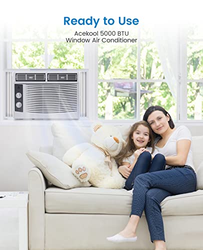 Acekool 5000 BTU Window Air Conditioner, Window AC Unit with Easy-to-Use Mechanical Controls and Reusable Filter, Efficient Cooling for Smaller Areas, Cools 150 Sq.ft, 110-115V