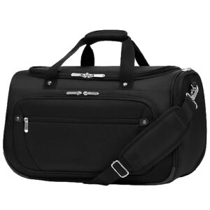 coolife travel duffel bag carry-on travel tote overnight weekender bag softside lightweight underseat bag for men and women duffle bag with adjustable strap (black, 19 inch)